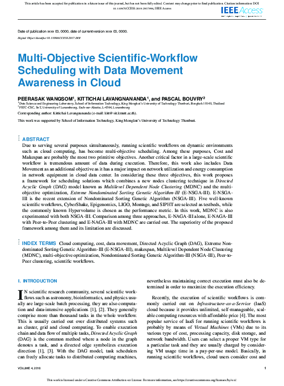 Pdf Multi Objective Workflow Scheduling In Cloud