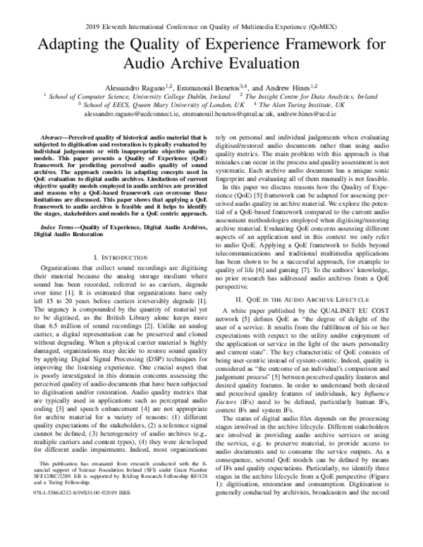 (PDF) Adapting the Quality of Experience Framework for Audio Archive ...