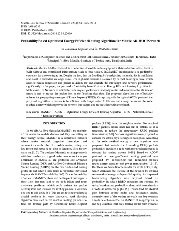 (PDF) Probability Based Optimized Energy Efficient Routing Algorithm for Mobile AD-HOC Networ ...