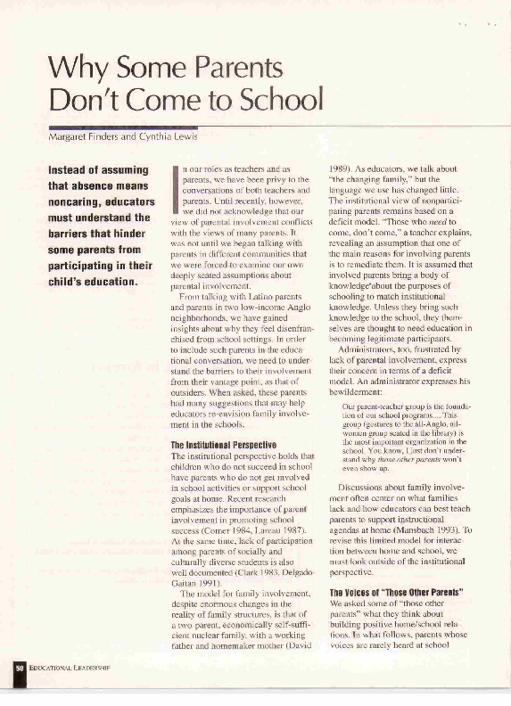 (PDF) Why some parents don't come to school