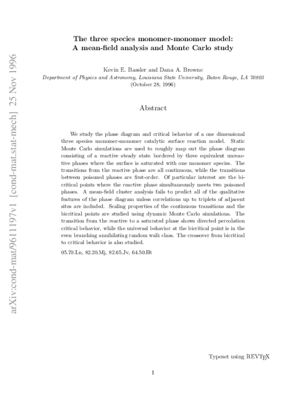 (PDF) Three-species monomer-monomer model: A mean-field analysis and ...