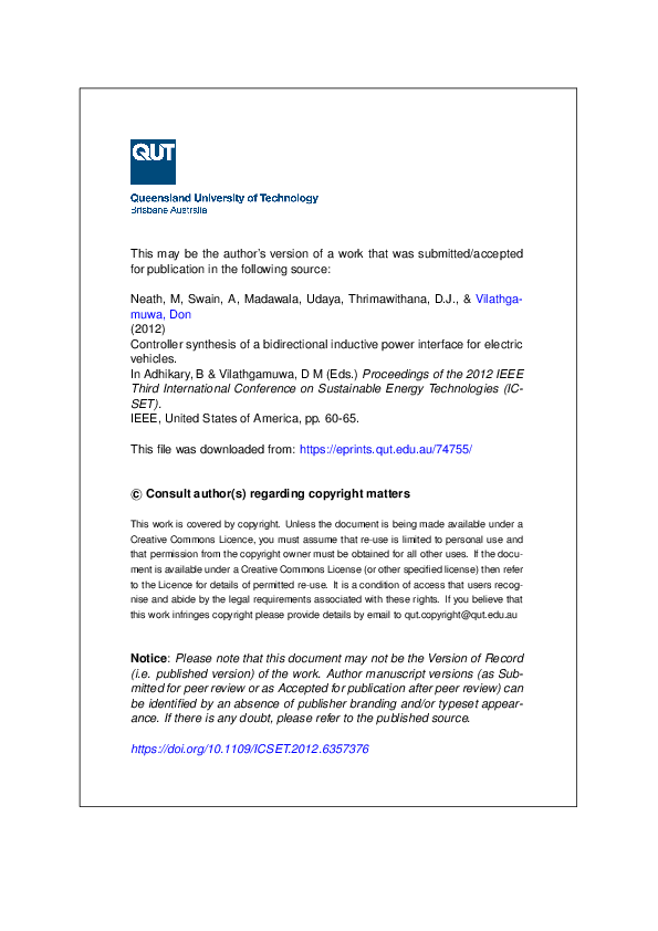 Pdf Controller Synthesis Of A Bidirectional Inductive Power Interface For Electric Vehicles