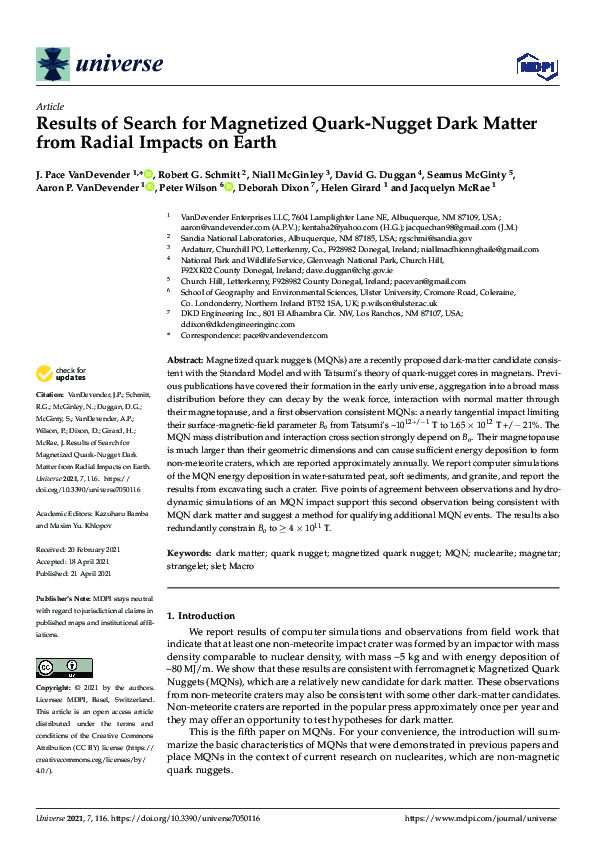 (PDF) Results of Search for Magnetized Quark-Nugget Dark Matter from ...