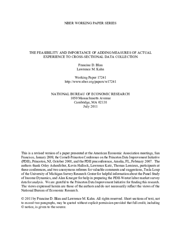 (PDF) NBER WORKING PAPER SERIES THE FEASIBILITY AND IMPORTANCE OF ...