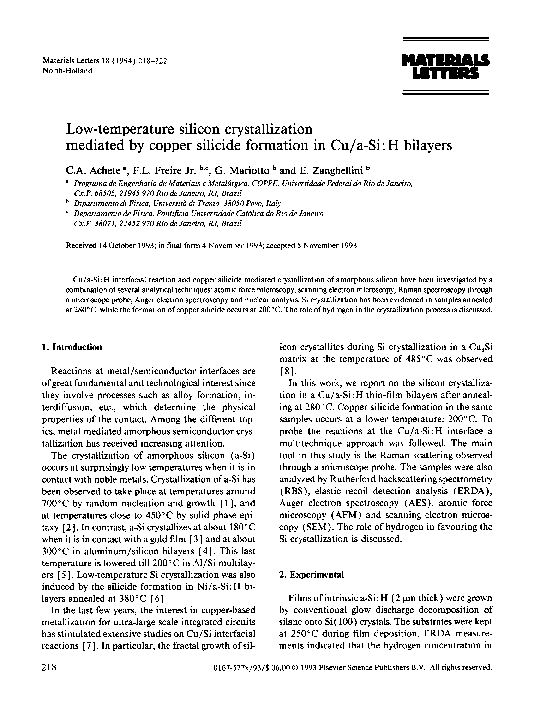 (PDF) Low-temperature silicon crystallization mediated by copper ...