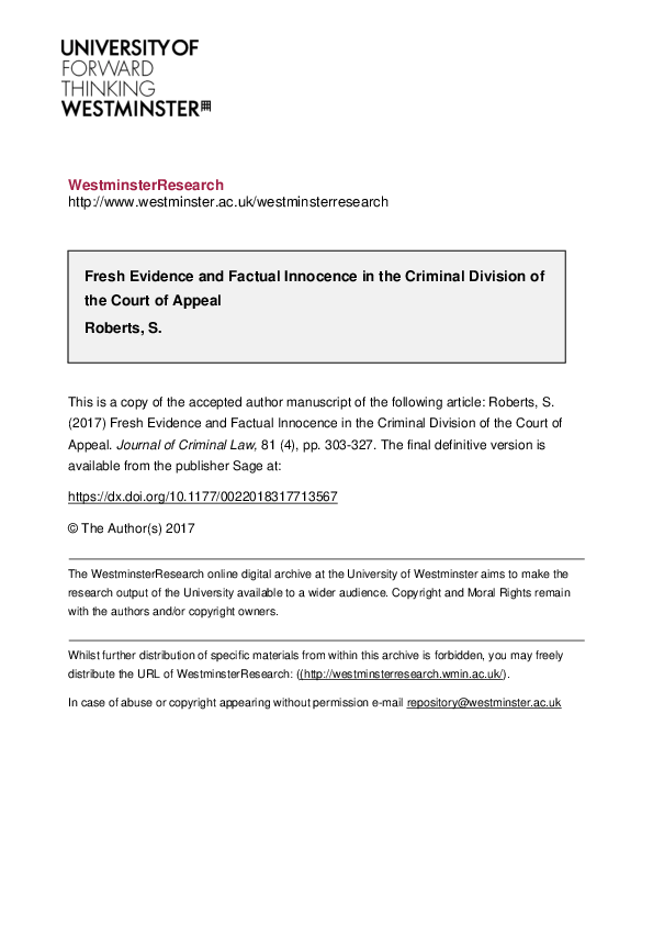 (PDF) Evaluating Factual Innocence in Appeals