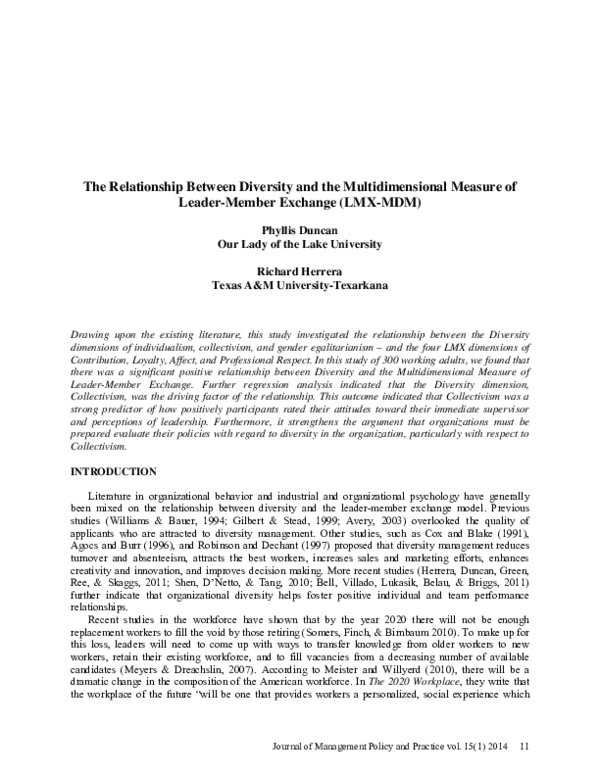 (PDF) The Relationship Between Diversity and the Multidimensional ...
