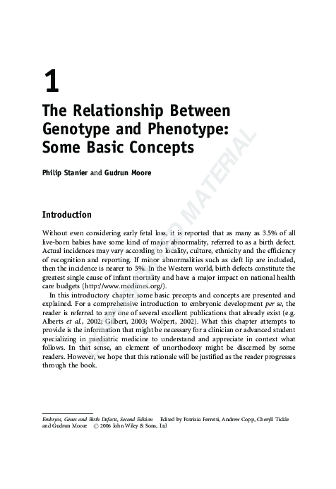 (PDF) 1 The Relationship Between Genotype and Phenotype: Some Basic ...