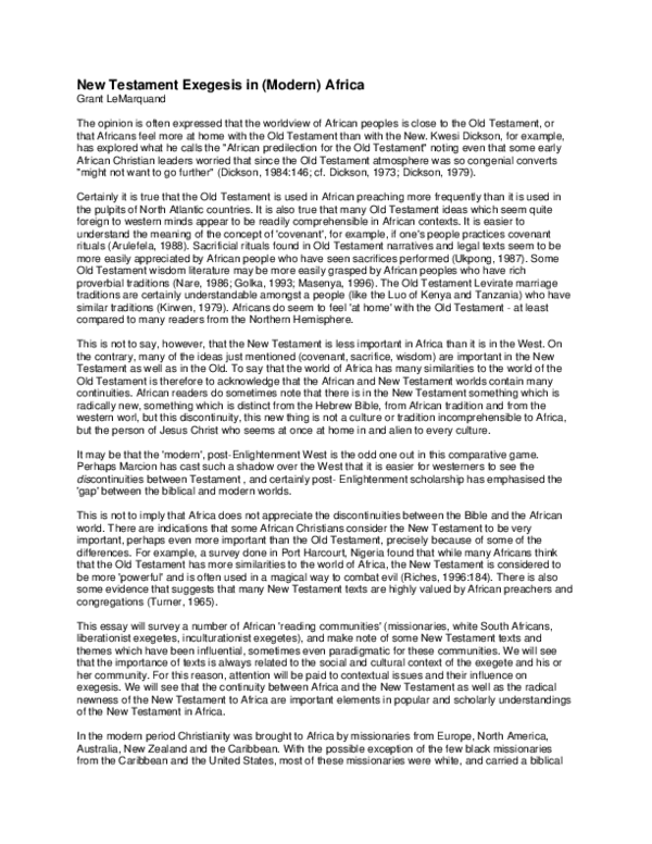 (PDF) Exegesis in ( Modern ) Africa