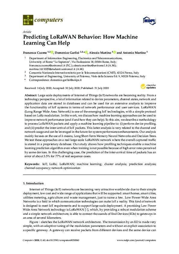 (PDF) Predicting LoRaWAN Behavior: How Machine Learning Can Help