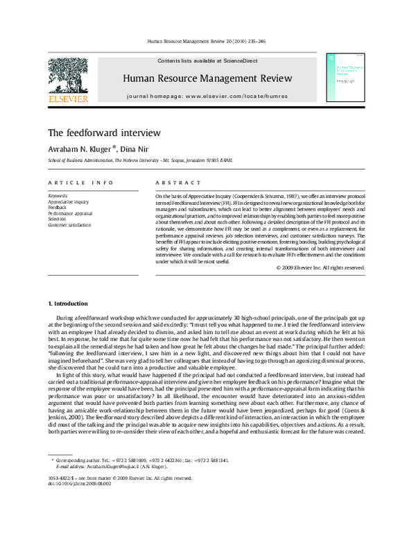 (PDF) The feedforward interview
