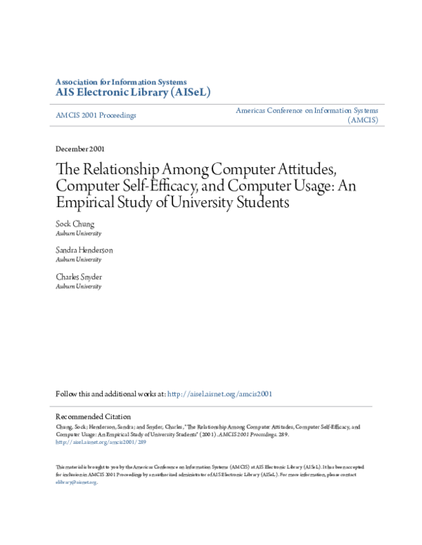 (PDF) The Relationship Among Computer Attitudes, Computer Self-Efficacy ...