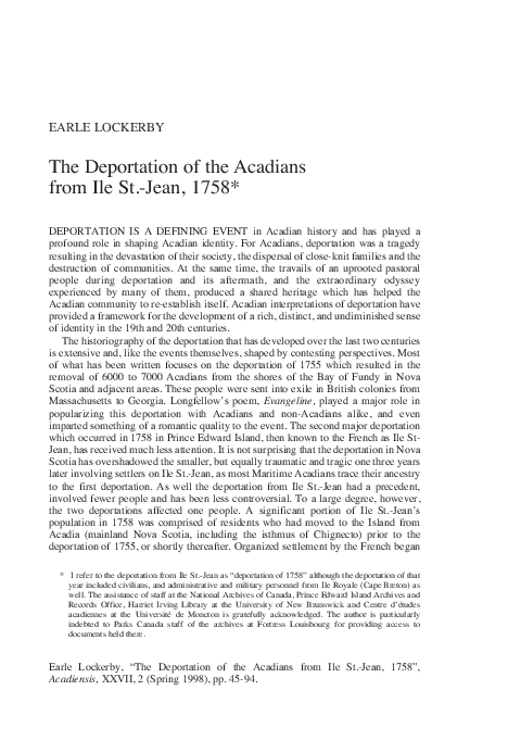 (PDF) The Deportation of the Acadians from Ile St.-Jean, 1758