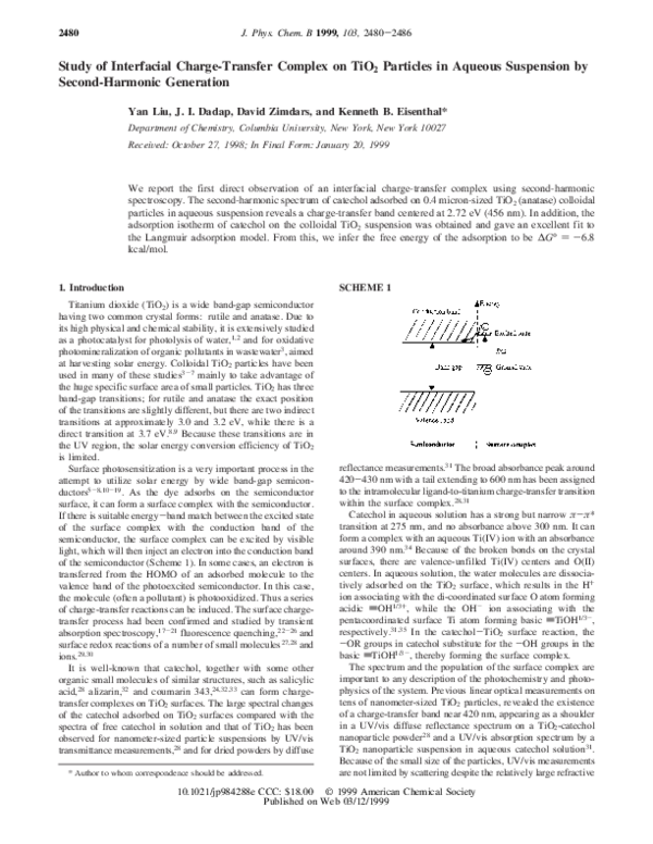 (PDF) Study of interfacial charge-transfer complex on TiO2 particles in aqueous suspension by ...