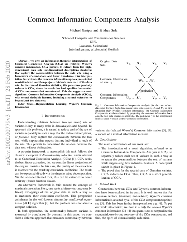 (PDF) 3 F eb 2 02 0 Common Information Components Analysis