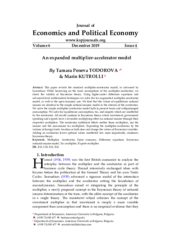 (PDF) An expanded multiplier-accelerator model