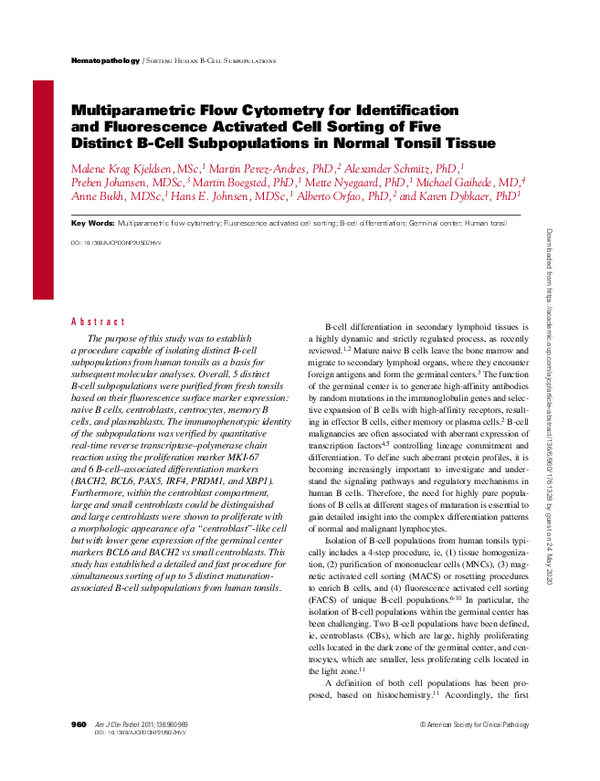 (PDF) Multiparametric Flow Cytometry for Identification and Fluorescence Activated Cell Sorting ...