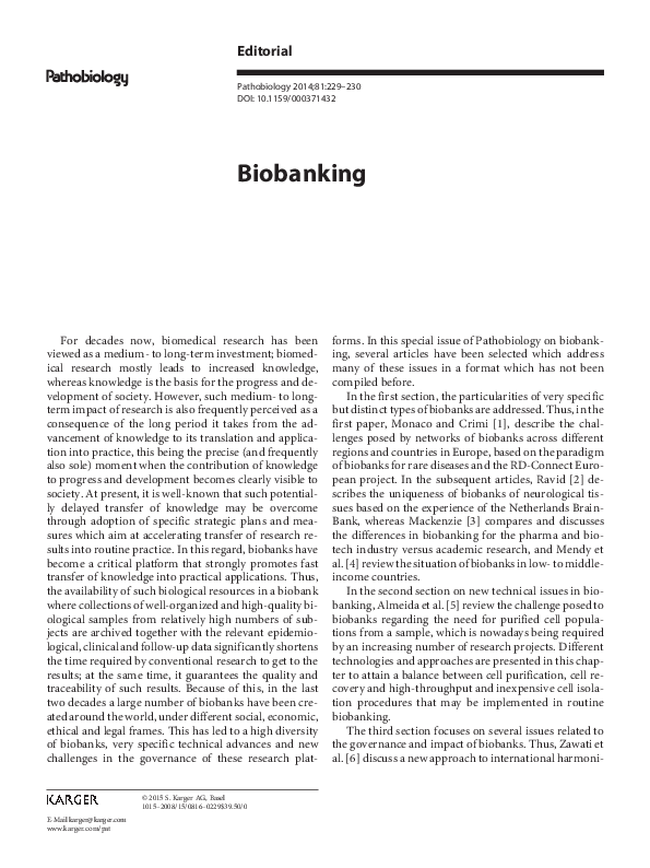 (PDF) Biobanking