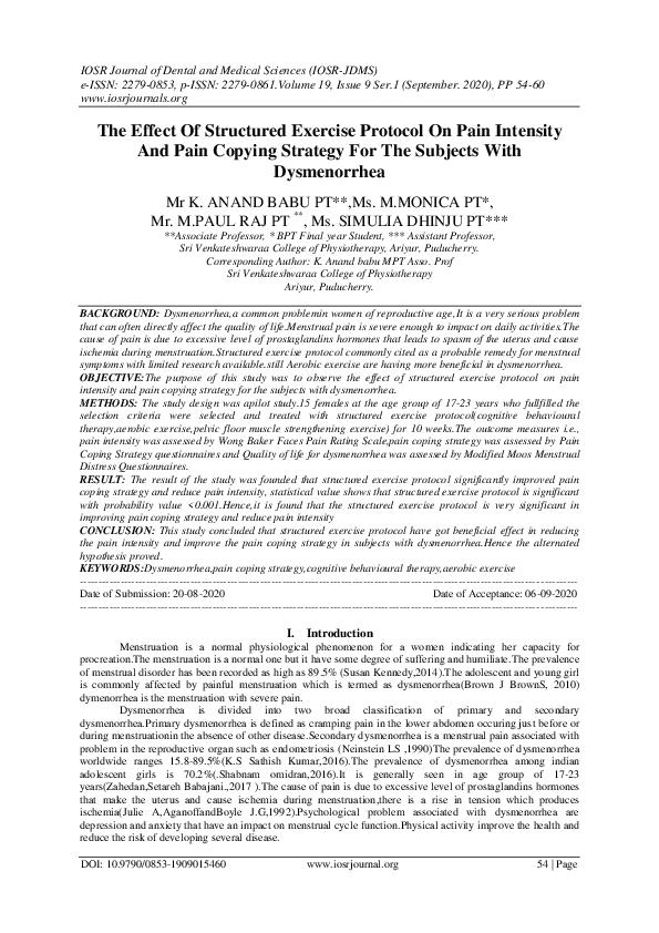 (PDF) The Effect Of Structured Exercise Protocol On Pain Intensity And ...