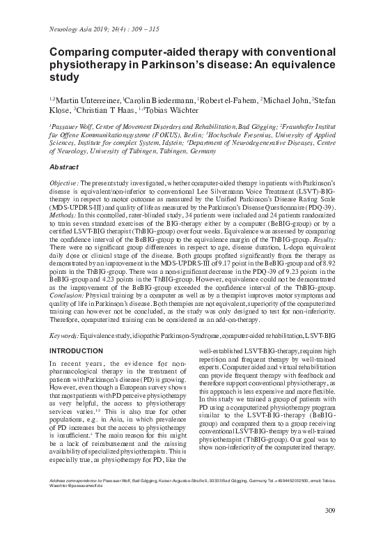 (PDF) Comparing computer-aided therapy with conventional physiotherapy ...