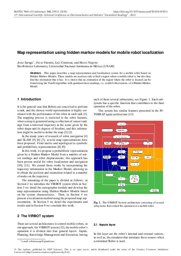 Pdf Map Representation Using Hidden Markov Models For Mobile Robot Localization