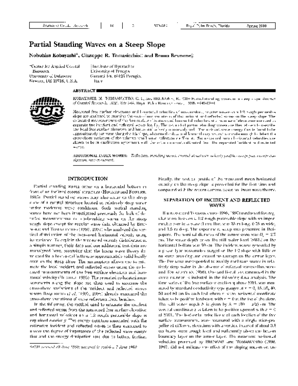 (PDF) Partial Standing Waves on a Steep Slope