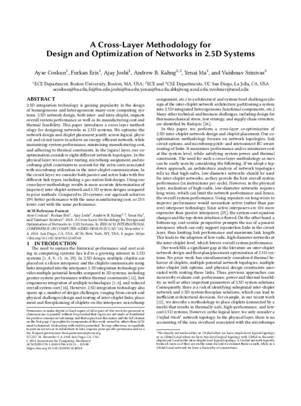 (PDF) A Cross-Layer Methodology for Design and Optimization of Networks in 2.5D Systems