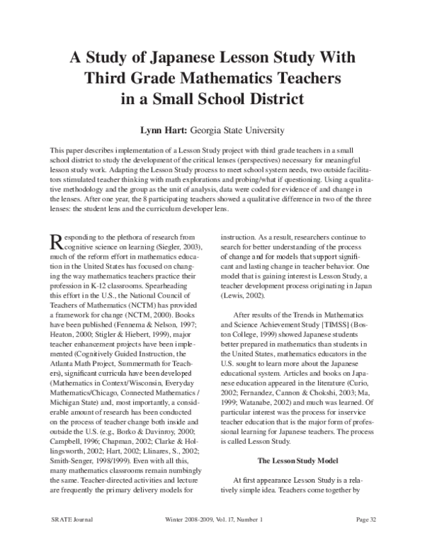 (PDF) A Study of Japanese Lesson Study With Third Grade Mathematics ...