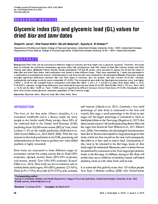 (PDF) Glycemic Index (GI) and Glycemic Load (GL) Values for Dried Bisr ...