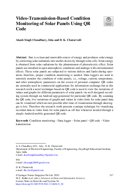(PDF) Video-Transmission-Based Condition Monitoring of Solar Panels ...