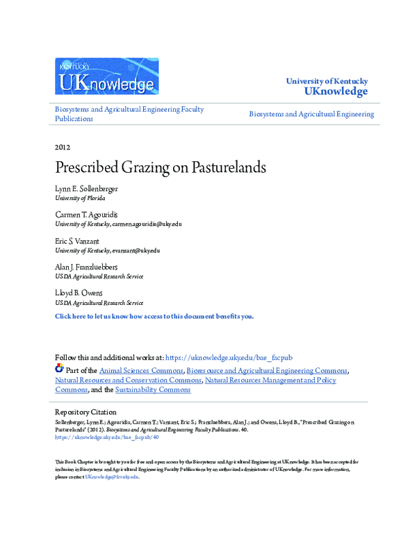 (PDF) Prescribed Grazing on Pasturelands | Lynn Sollenberger - Academia.edu