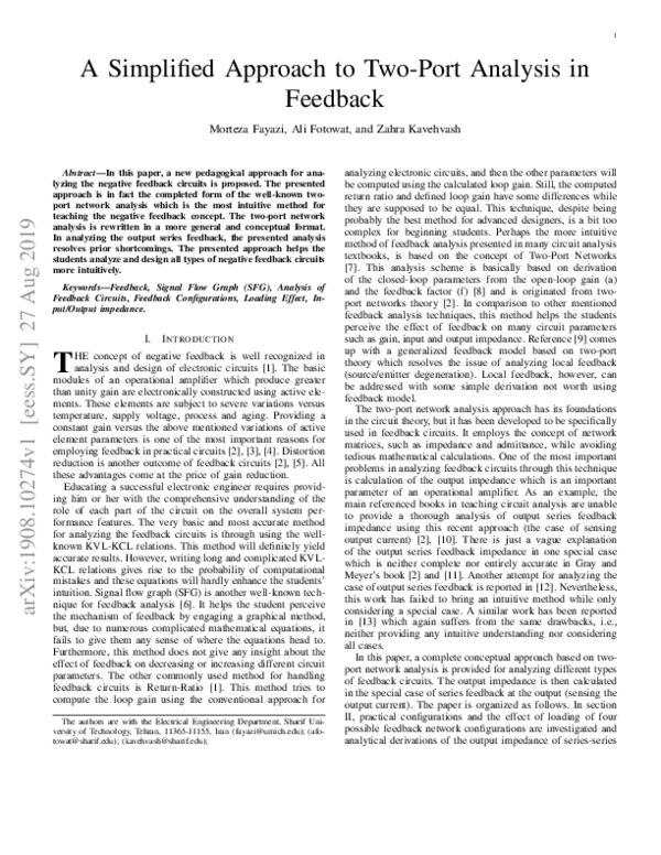 (PDF) A Simplified Approach to Two-Port Analysis in Feedback