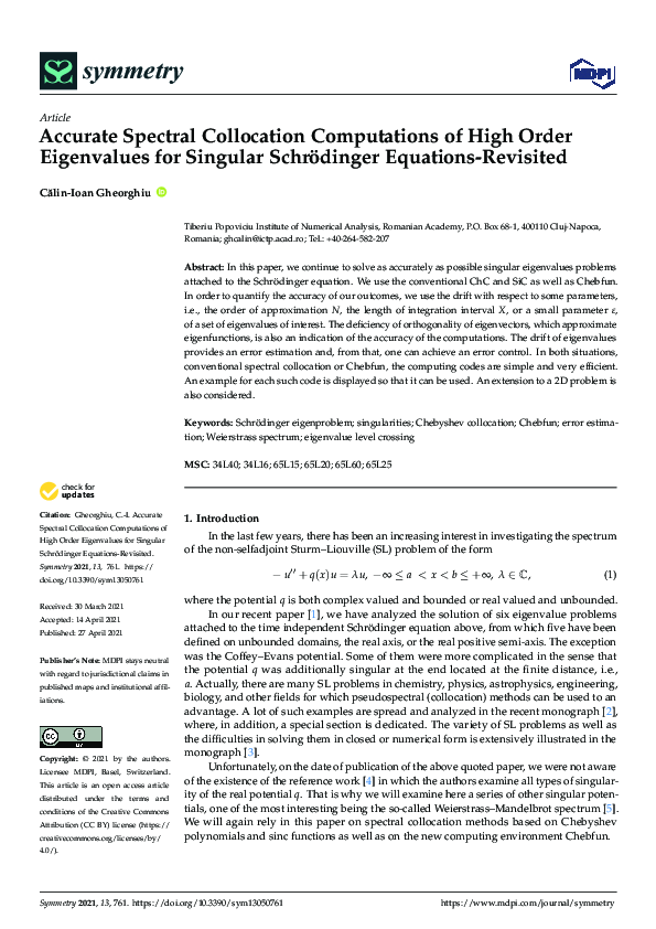 (PDF) Accurate Spectral Collocation Computations of High Order Eigenvalues for Singular ...