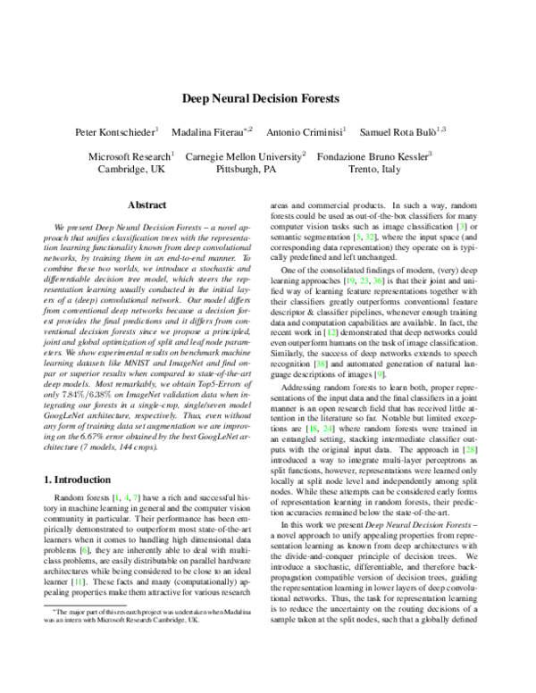 (PDF) Deep Neural Decision Forests