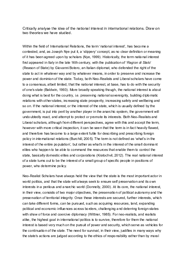 (DOC) The 'national interest' in international relations.