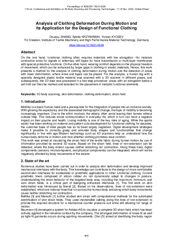 (PDF) Analysis of Clothing Deformation During Motion and its ...