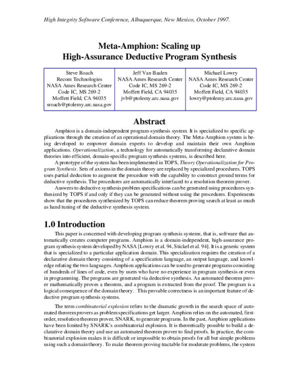 (PDF) Meta-Amphion: Scaling up High-Assurance Deductive Program Synthesis