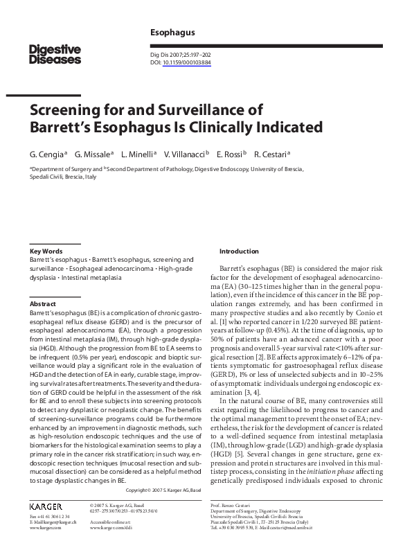 (PDF) Screening for and Surveillance of Barrett’s Esophagus Is ...