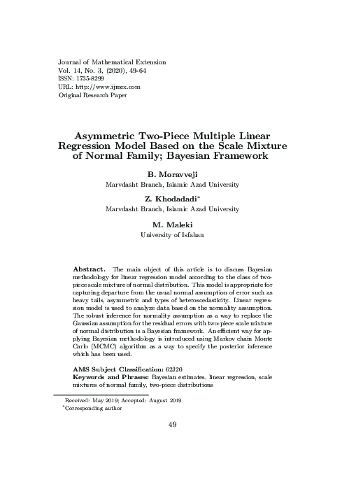 (PDF) Asymmetric Two-Piece Multiple Linear Regression Model based on the Scale Mixture of Normal ...