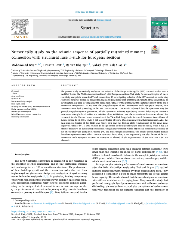 (PDF) Numerically study on the seismic response of partially restrained ...