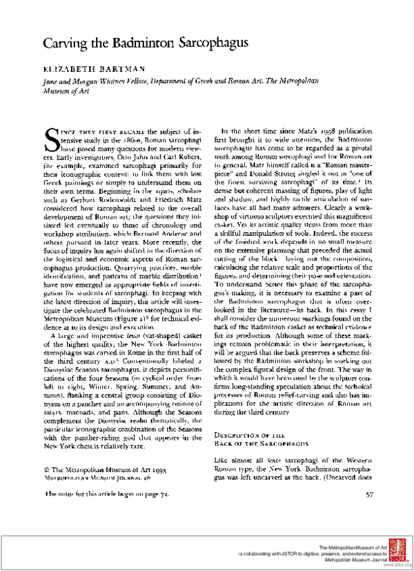 (PDF) Carving the Badminton Sarcophagus