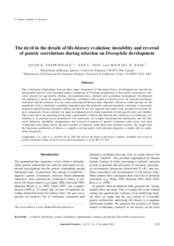(PDF) The devil in the details of life-history evolution: Instability ...