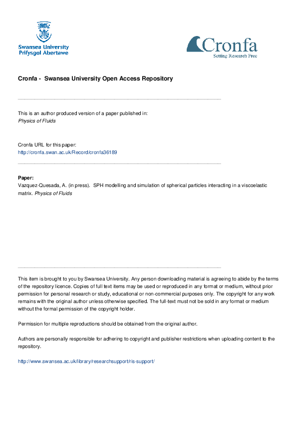 Pdf Sph Modeling And Simulation Of Spherical Particles Interacting In