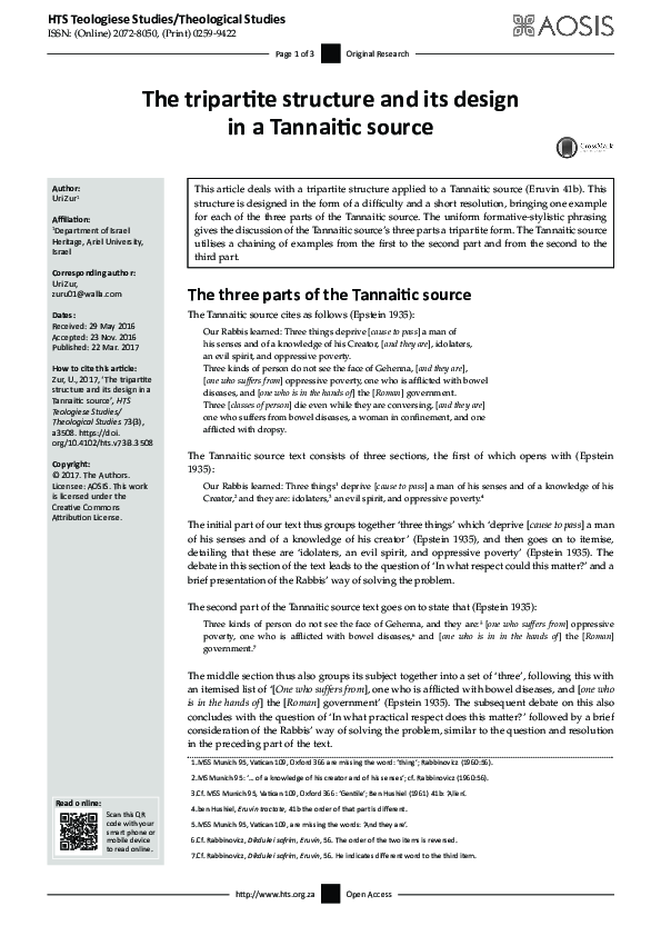 (PDF) The tripartite structure and its design in a Tannaitic source