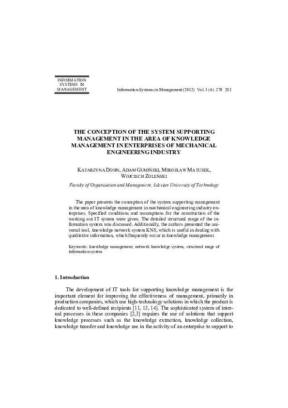 (PDF) The conception of the system supporting management in the area of ...