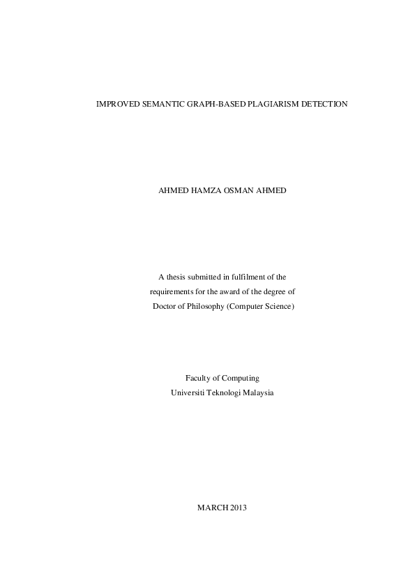 (PDF) Improved semantic graph-based plagiarism detection