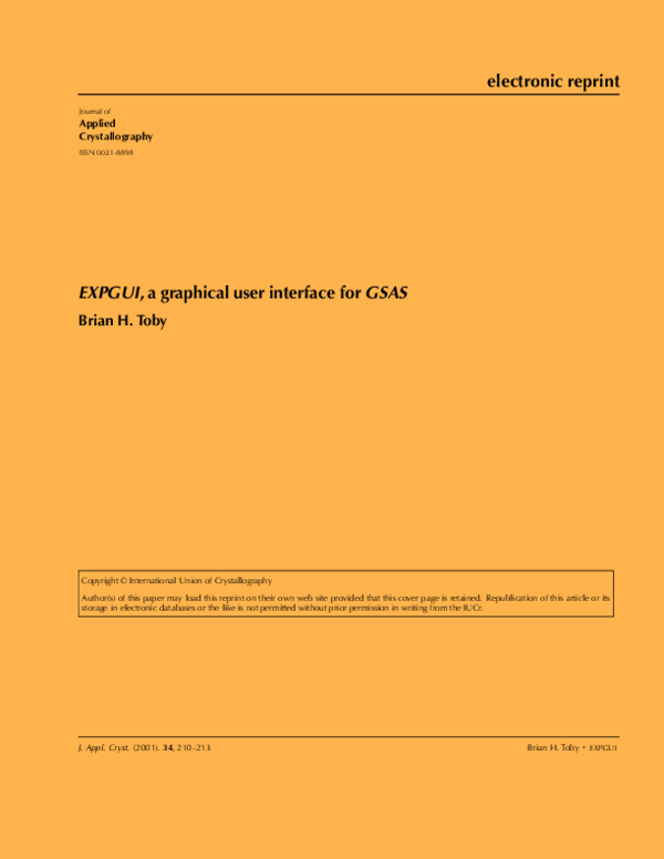 Pdf Expgui A Graphical User Interface For Gsas 