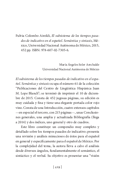 (PDF) Fulvia Colombo Airoldi. El subsistema de los tiempos pasados de ...