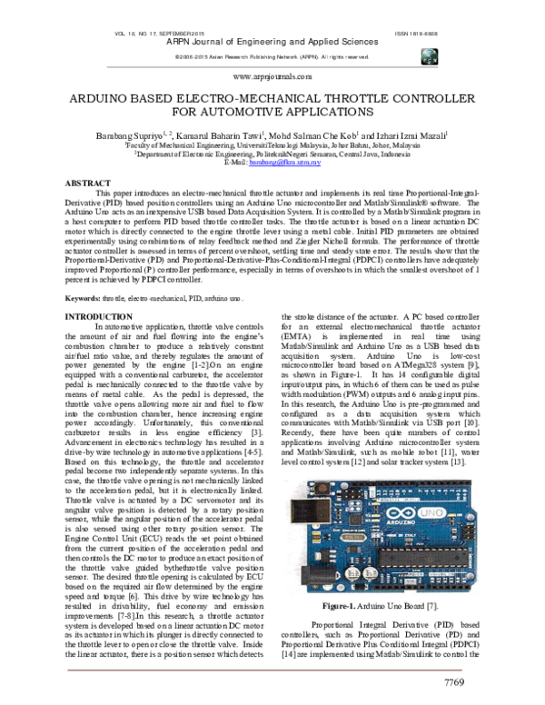 (PDF) Arduino Based Electro-Mechanical Throttle Controller for ...