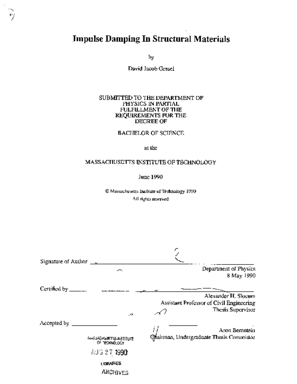 (PDF) Impulse damping in structural materials